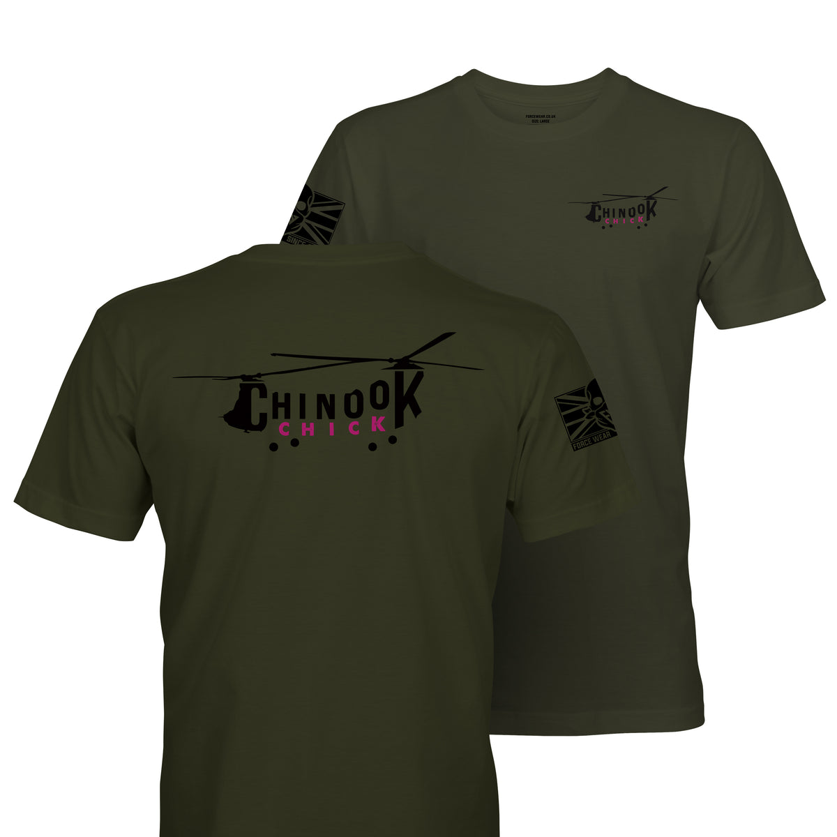 CHINOOK 'CHICK' BLACK INK TAG & BACK T-Shirt | Military | Veteran ...